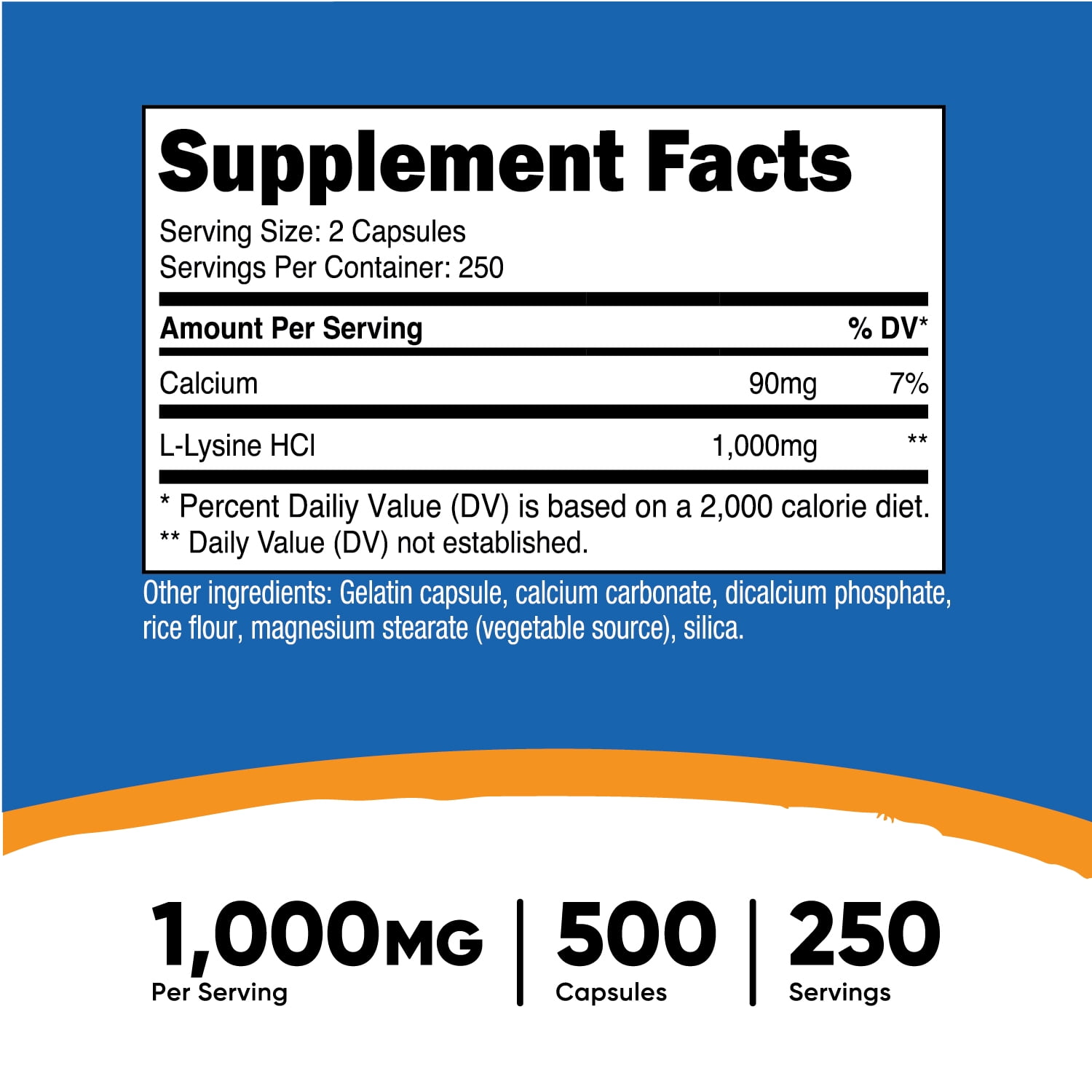 Nutricost L-Lysine 1000mg 500 Capsules Health Supplement | Amerikanpaketim