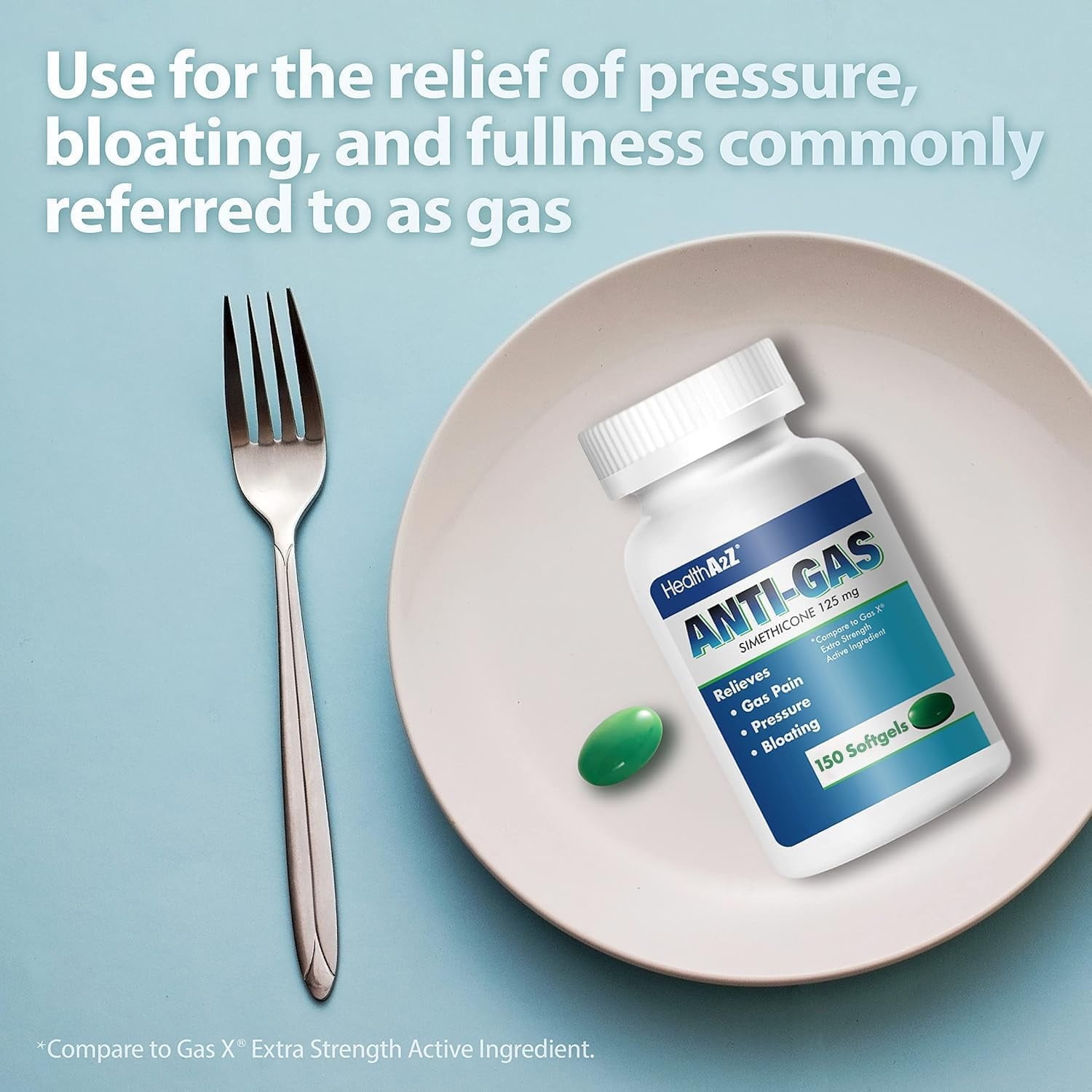 "Extra Strength 125mg Simethicone Softgels for Gas Relief - 150 Count ...